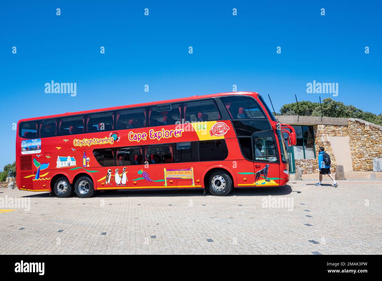 Double decker tour bus taking tourists to visit main attractions. Cape ...