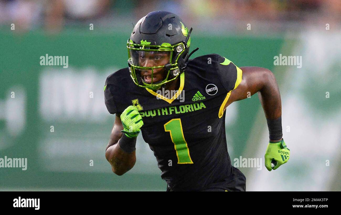 USF wide receiver Khafre Brown (1) sprints down the field during an ...