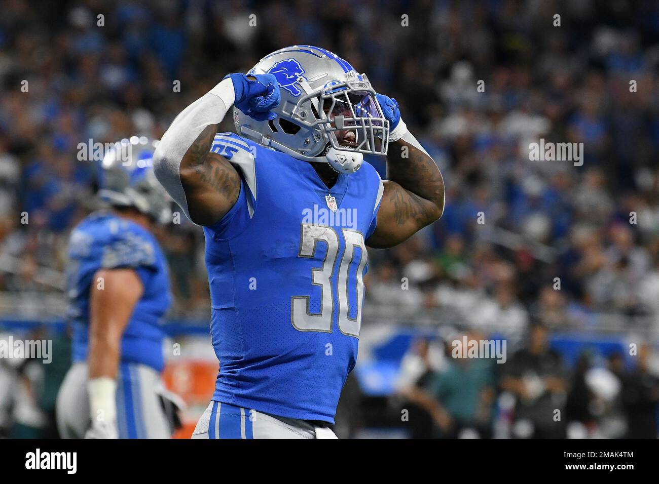 Detroit Lions running back Jamaal Williams celebrates his one-yard ...