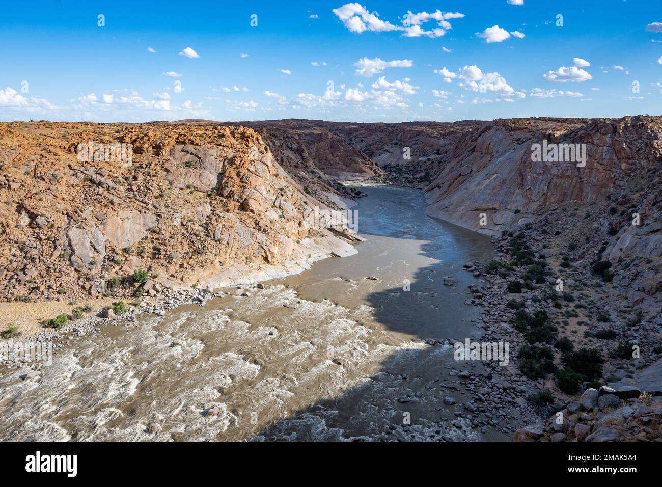 Deep gorge cut by the Orange River at Augrabies Falls National Park ...