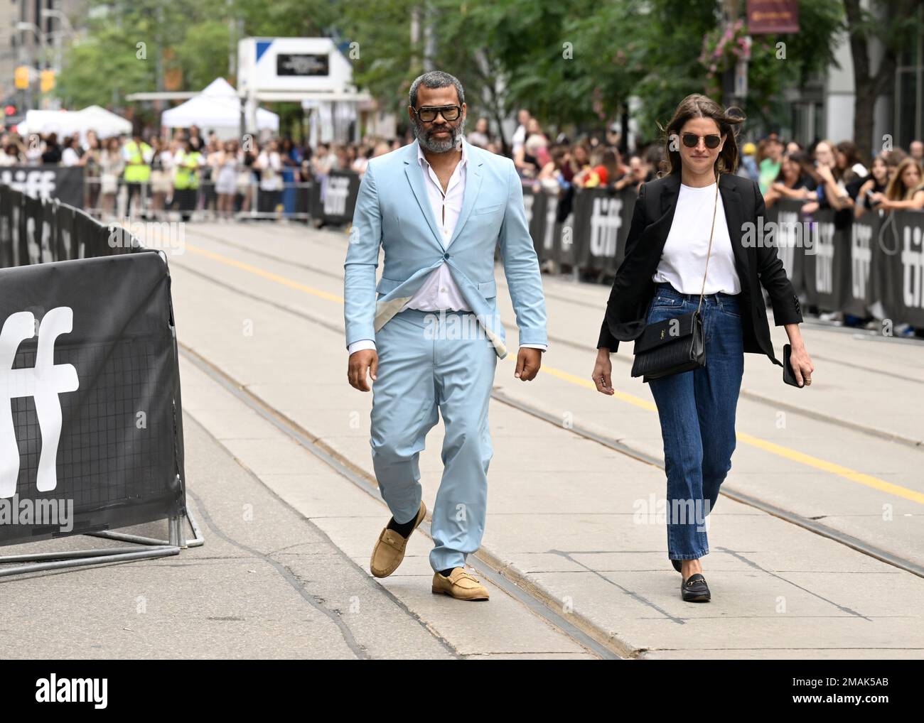 Jordan Peele, left, attends the premiere of "Wendell & Wild" at the ...