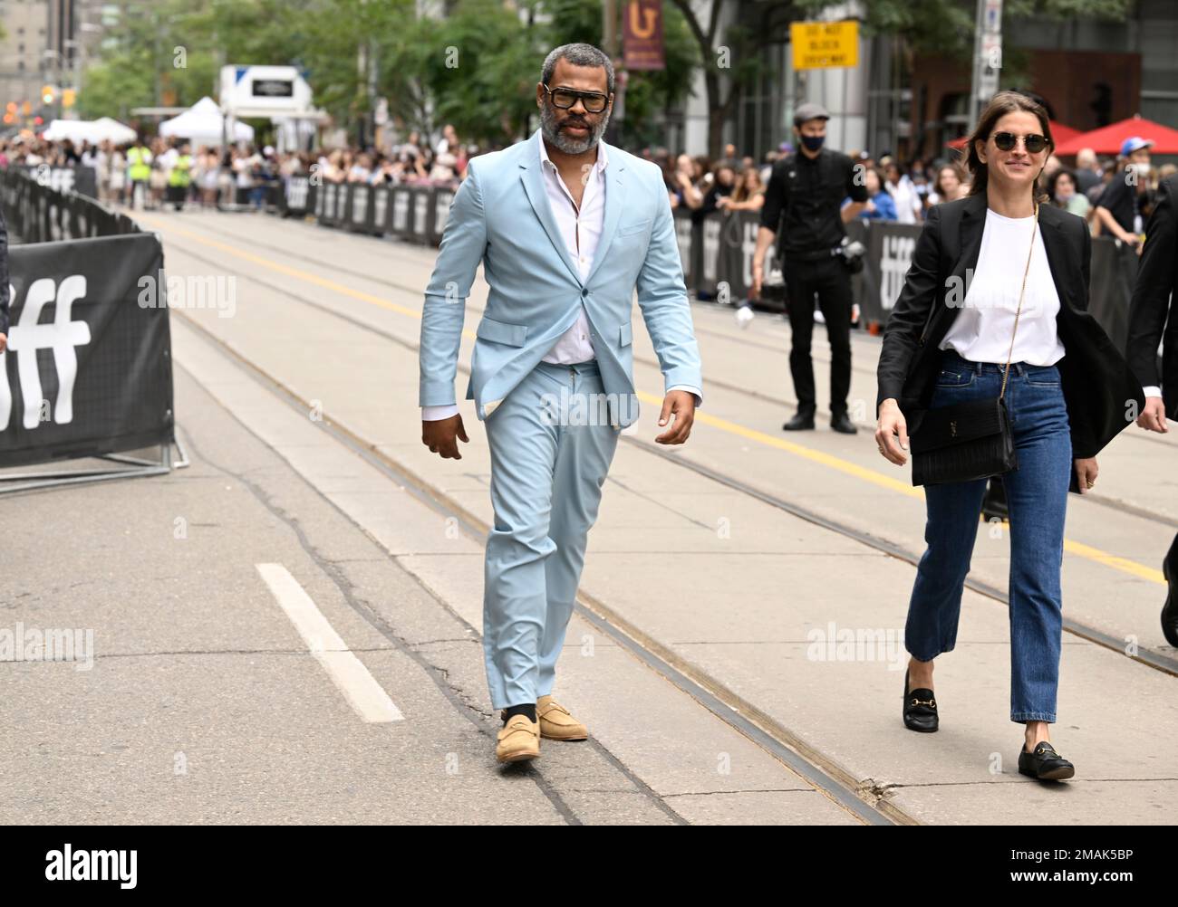 Jordan Peele, left, attends the premiere of "Wendell & Wild" at the ...
