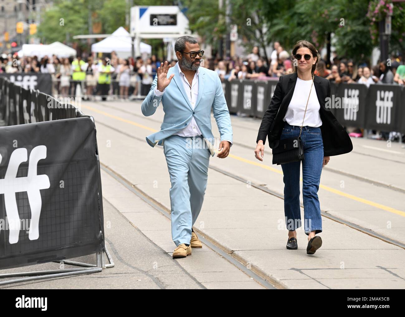 Jordan Peele, left, attends the premiere of "Wendell & Wild" at the ...