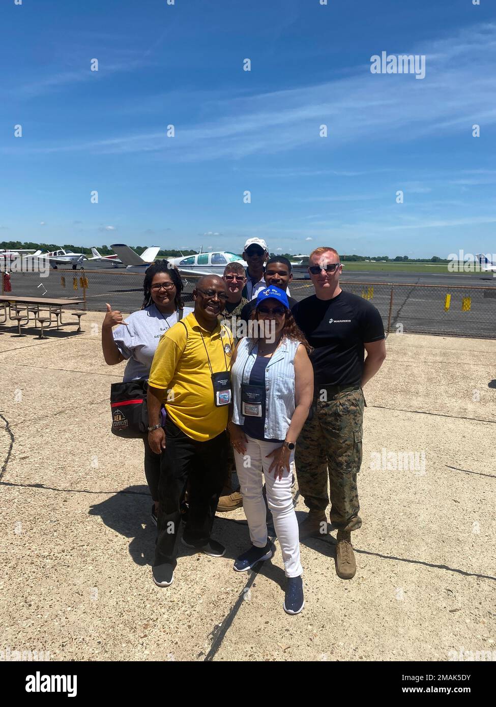 Black Pilots of America (BPA) members pose with Marines during the 2022 ...