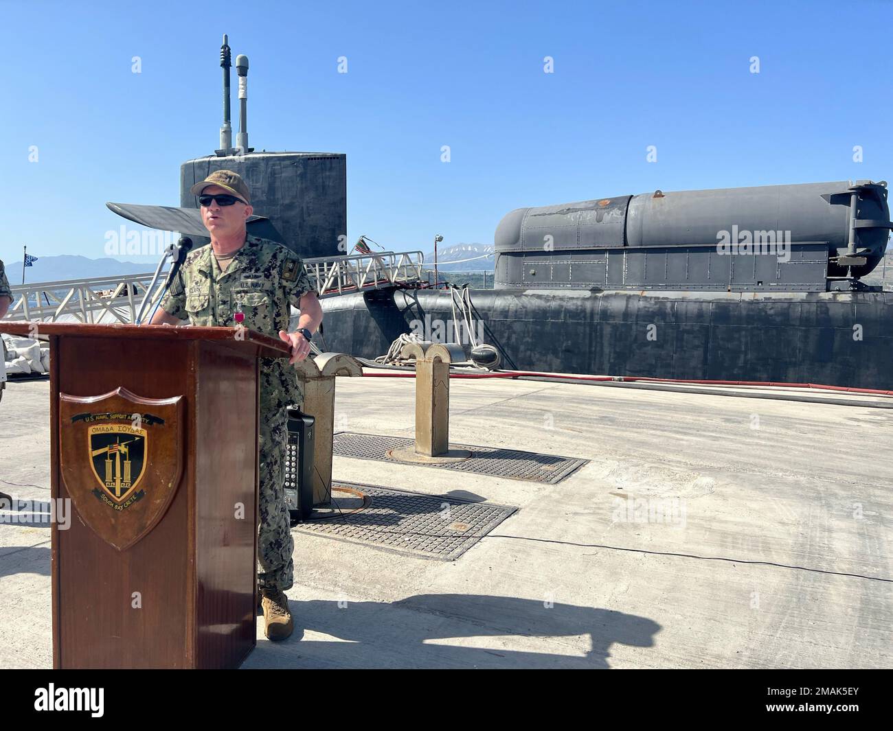 SOUDA BAY, Greece. (May 28, 2022) Capt. Patrick Clark, outgoing ...