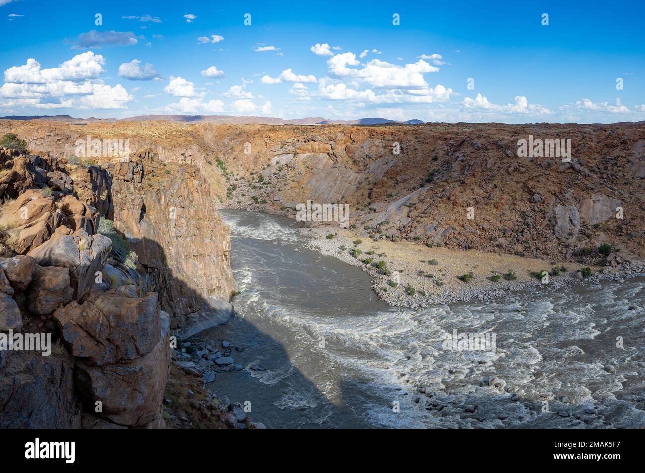 Deep gorge cut by the Orange River at Augrabies Falls National Park ...