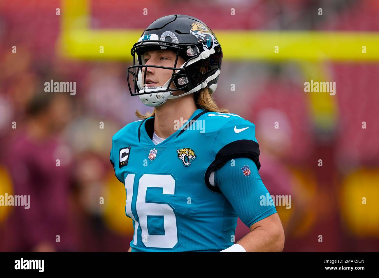 Jacksonville Jaguars quarterback Trevor Lawrence (16) on the field ...