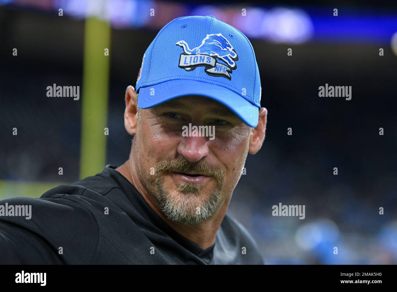 Detroit Lions head coach Dan Campbell smiles before an NFL football ...