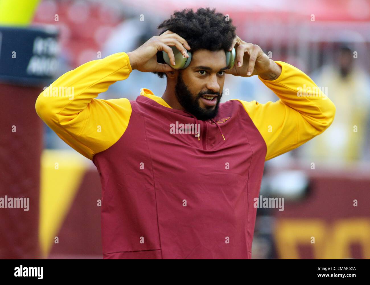 Washington Commanders defensive end Montez Sweat (90) warms up before ...
