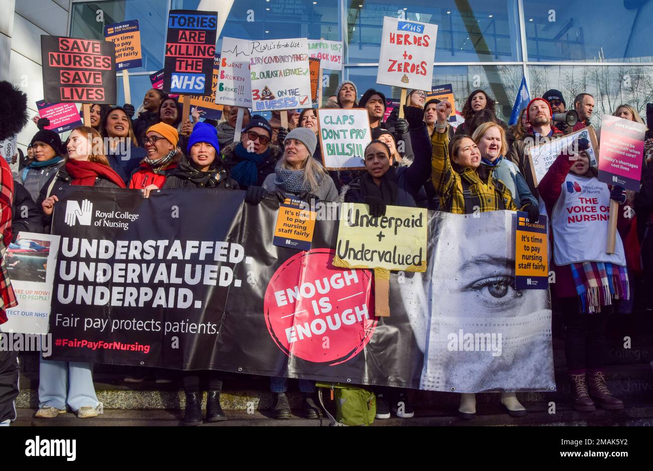 London, UK. 19th January 2023. Picket outside University College ...