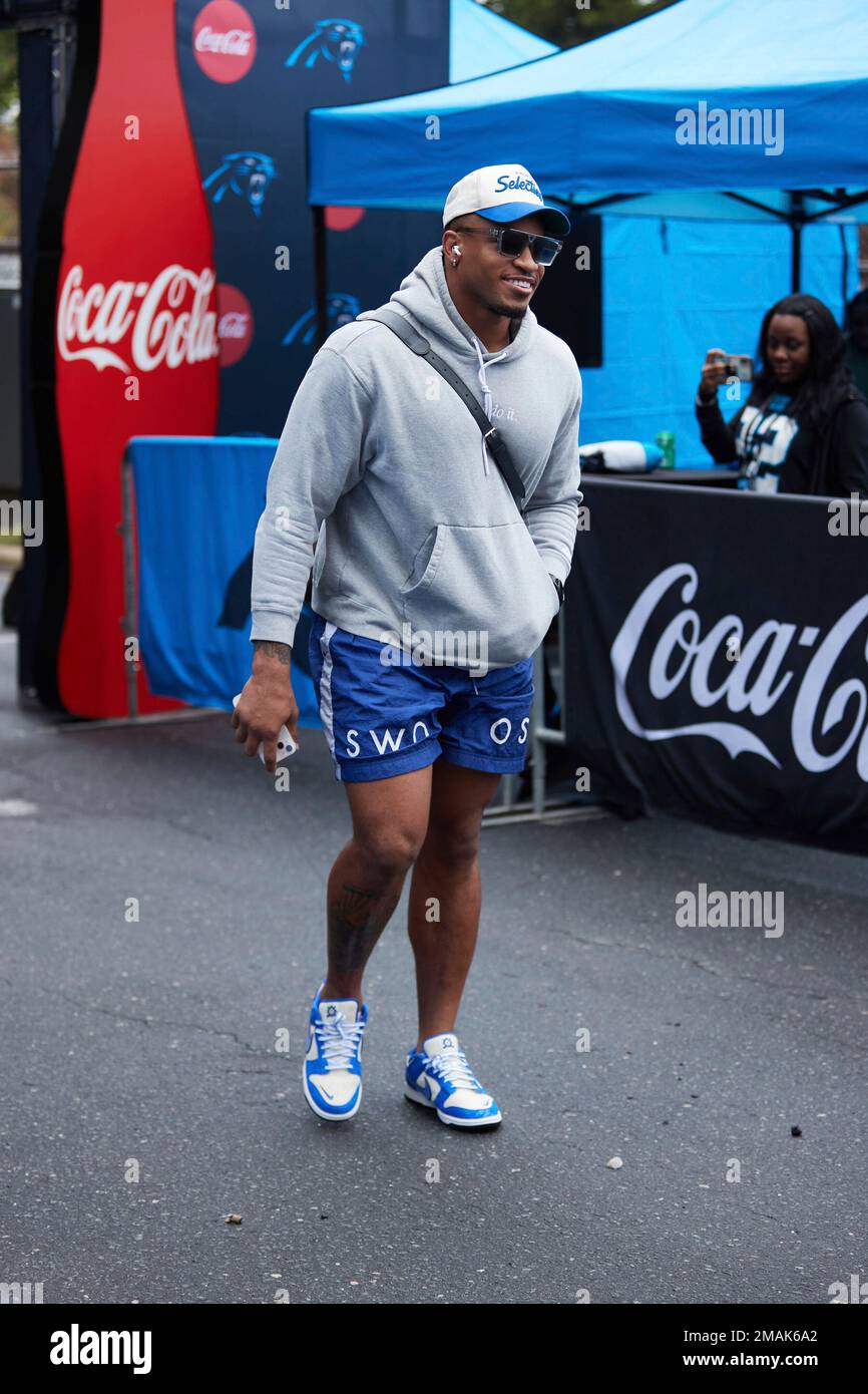 Carolina Panthers linebacker Damien Wilson (57) arrives before an NFL ...