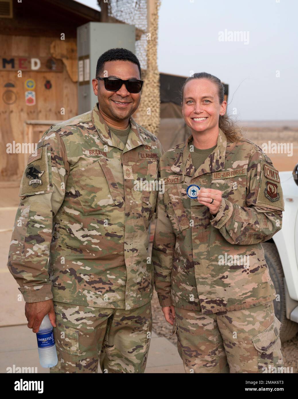 U.S. Air Force Chief Master Sgt. Ted Braxton, left, 449th Air ...