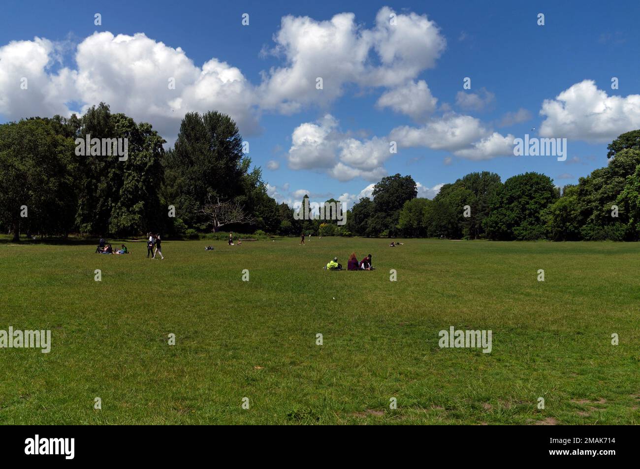 A warm, sunny day and people enjoying the sunshine, Bute Park, Cardiff ...