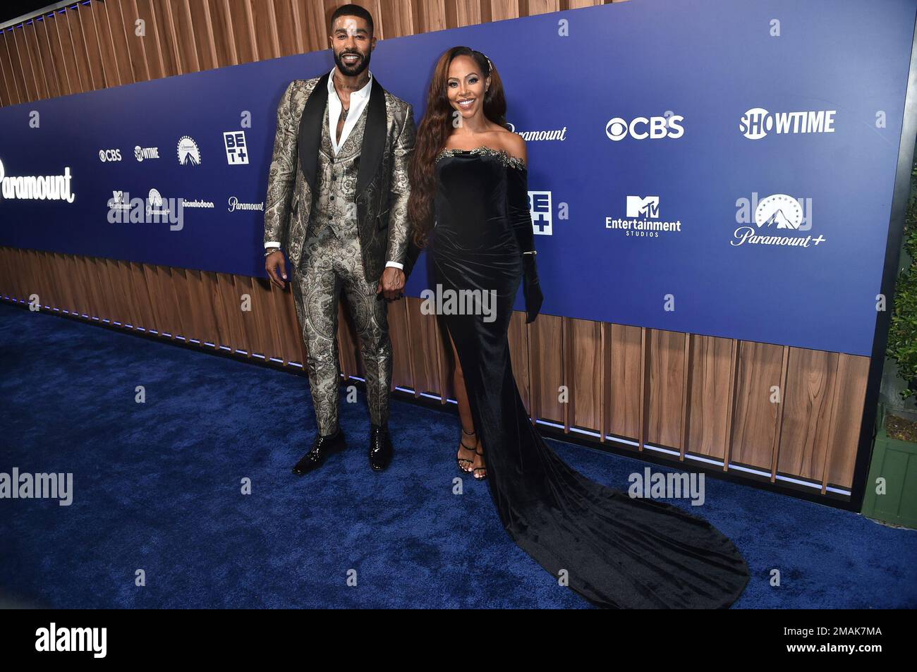 Skyh Alvester Black, left, and KJ Smith arrive at the Paramount Emmy ...