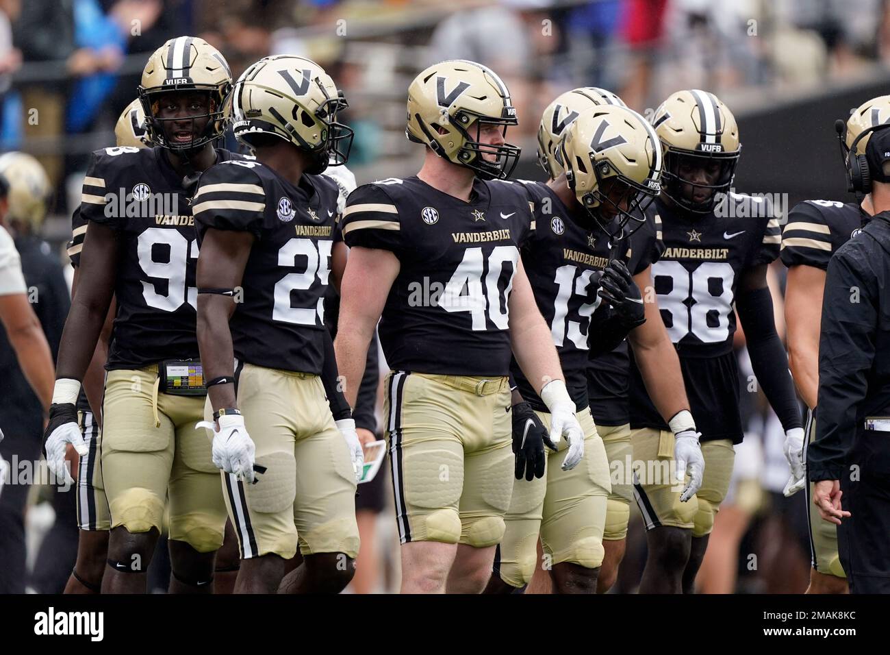 Vanderbilt defensive players line up against Wake Forest in the second ...