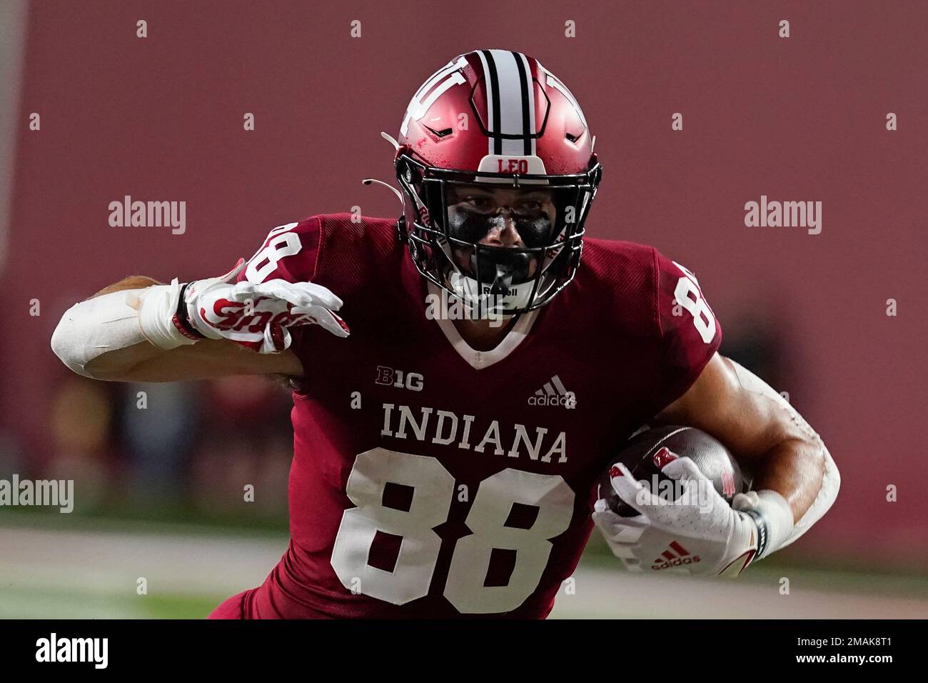 Indiana tight end AJ Barner runs with the ball during the first half of ...