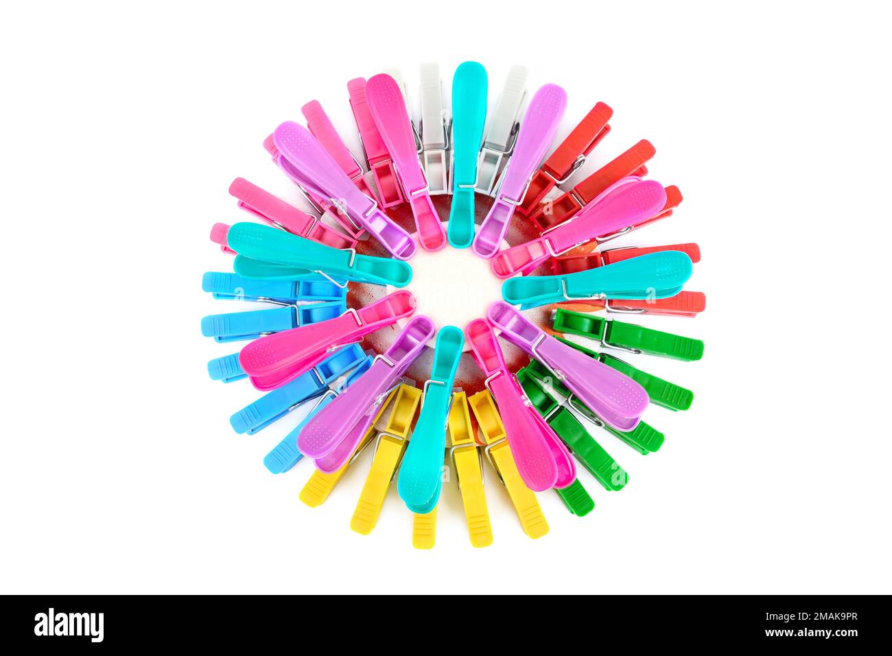 Set of plastic clip for securing clothes isolated on white background ...