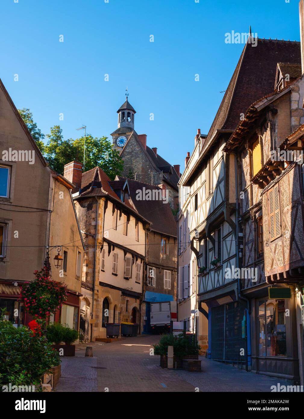 Medieval-style houses of Montlucon, France Stock Photo - Alamy
