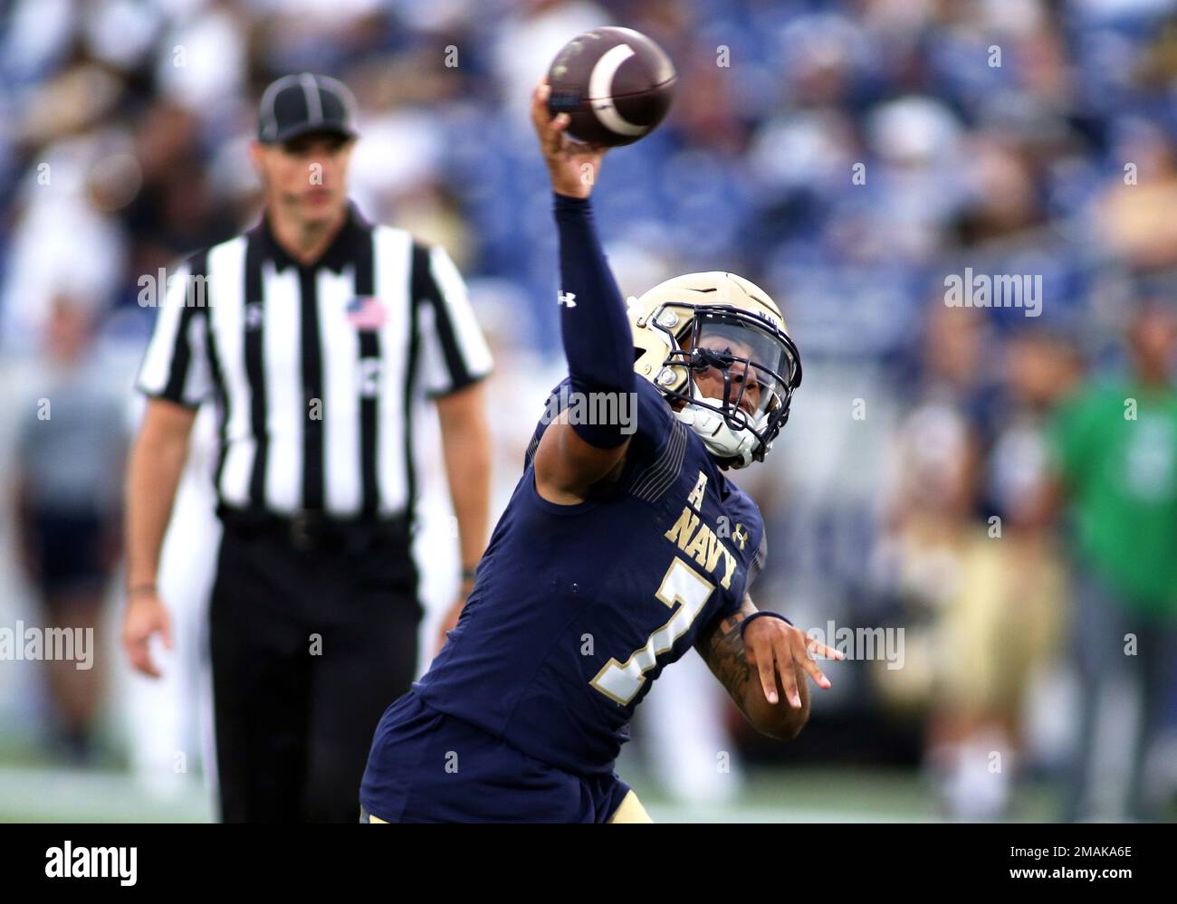 Navy Midshipmen quarterback Xavier Arline (7) throws during an NCAA ...