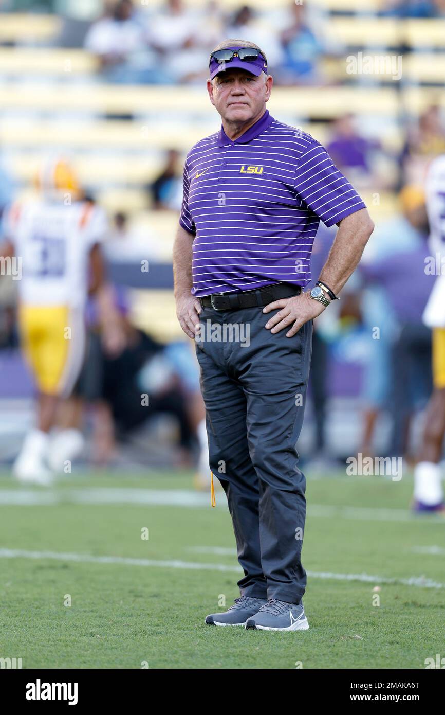 LSU head coach Brian Kelly is seen before an NCAA college football game ...