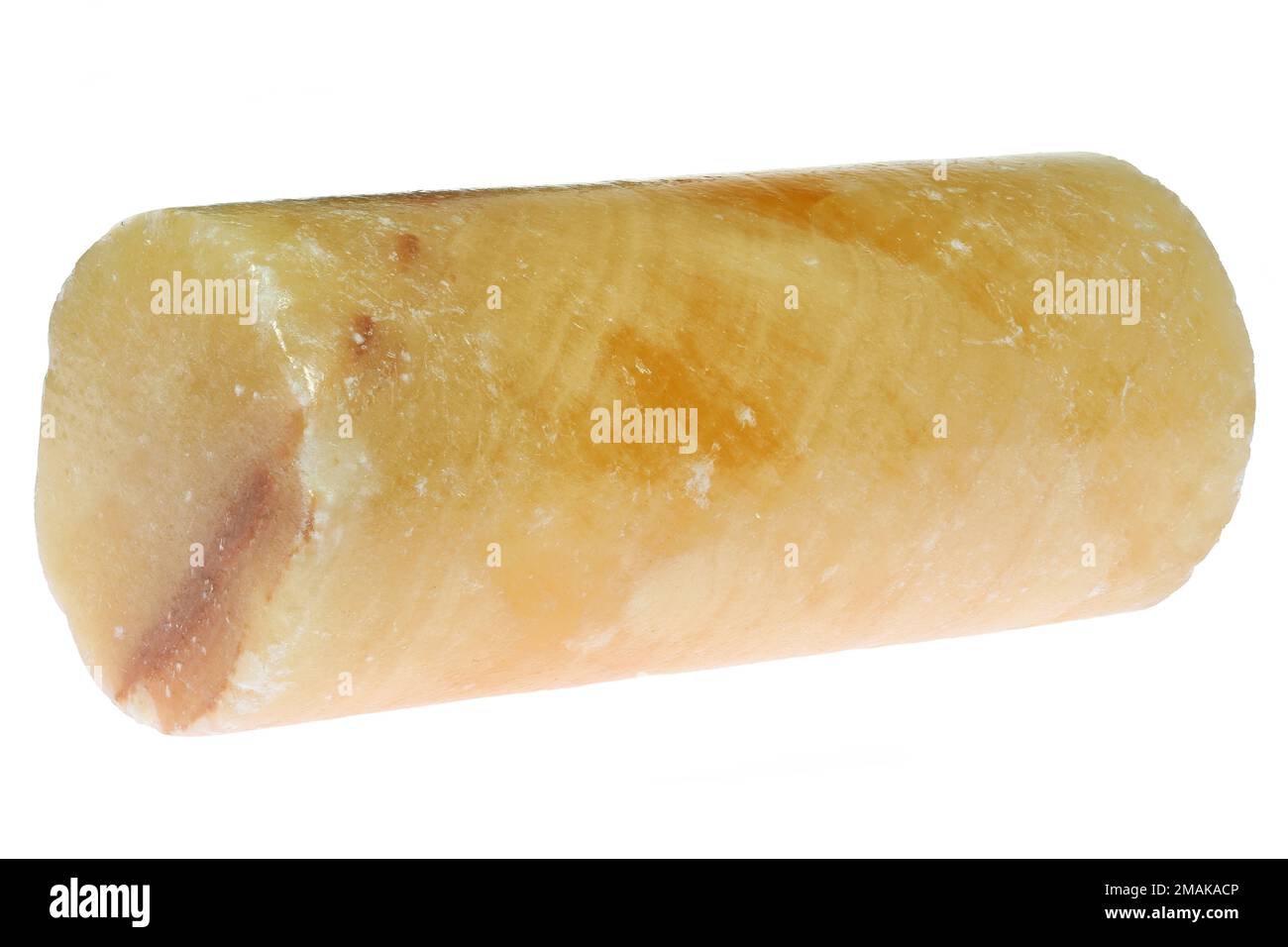 orange calcite drill core isolated on white background Stock Photo - Alamy