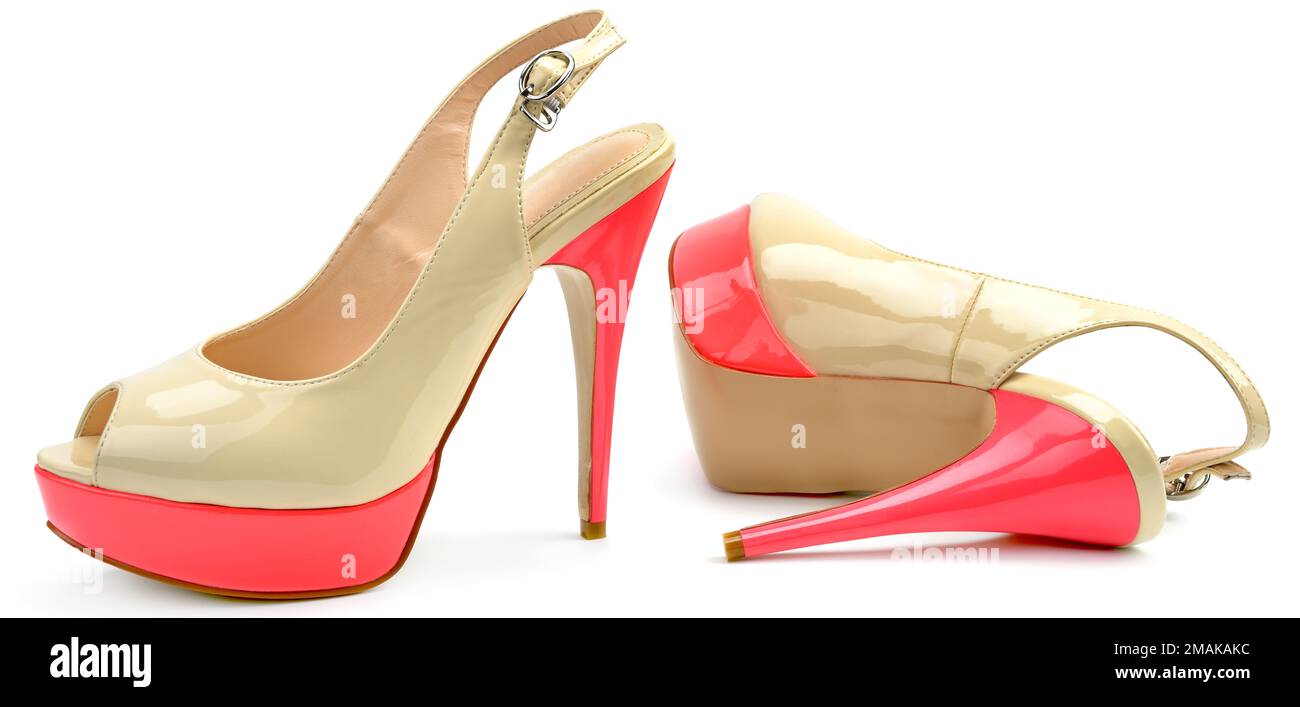 Elegant sandals isolated on white background. Wide photo Stock Photo ...