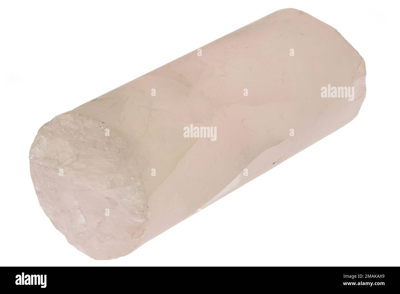 rose quartz drill core isolated on white background Stock Photo - Alamy