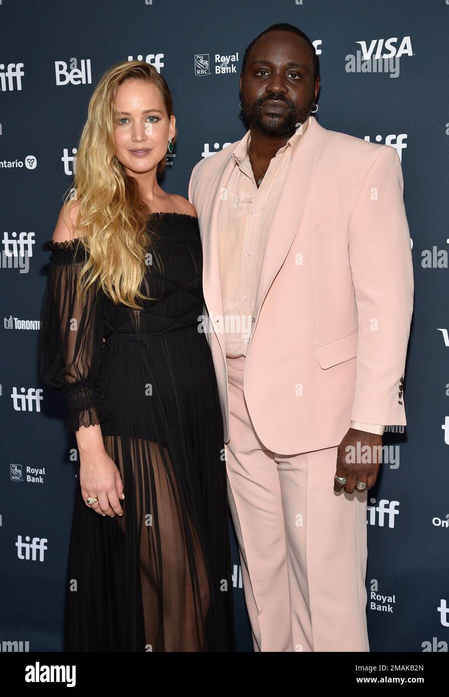 Jennifer Lawrence, left, and Brian Tyree Henry attend the premiere of ...