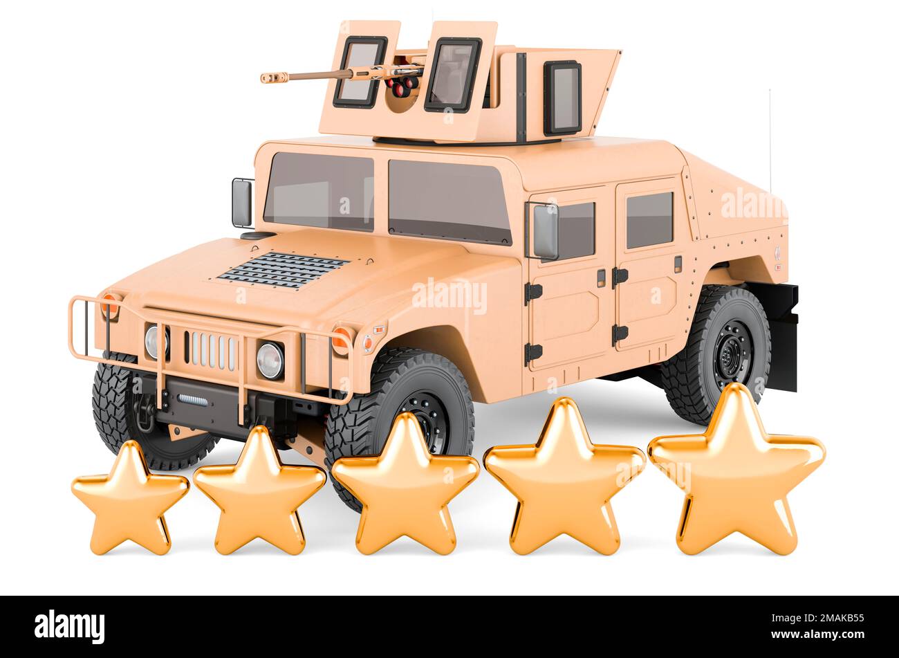 High Mobility Multipurpose Wheeled Vehicle with five golden stars. 3D ...