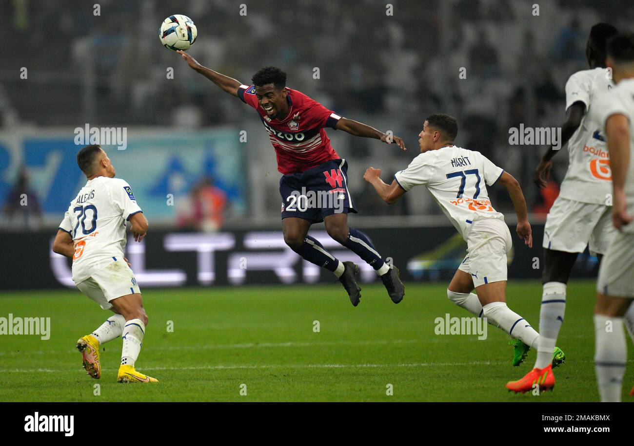 Lille's Angel Gomes, centre, in action during the French League One ...