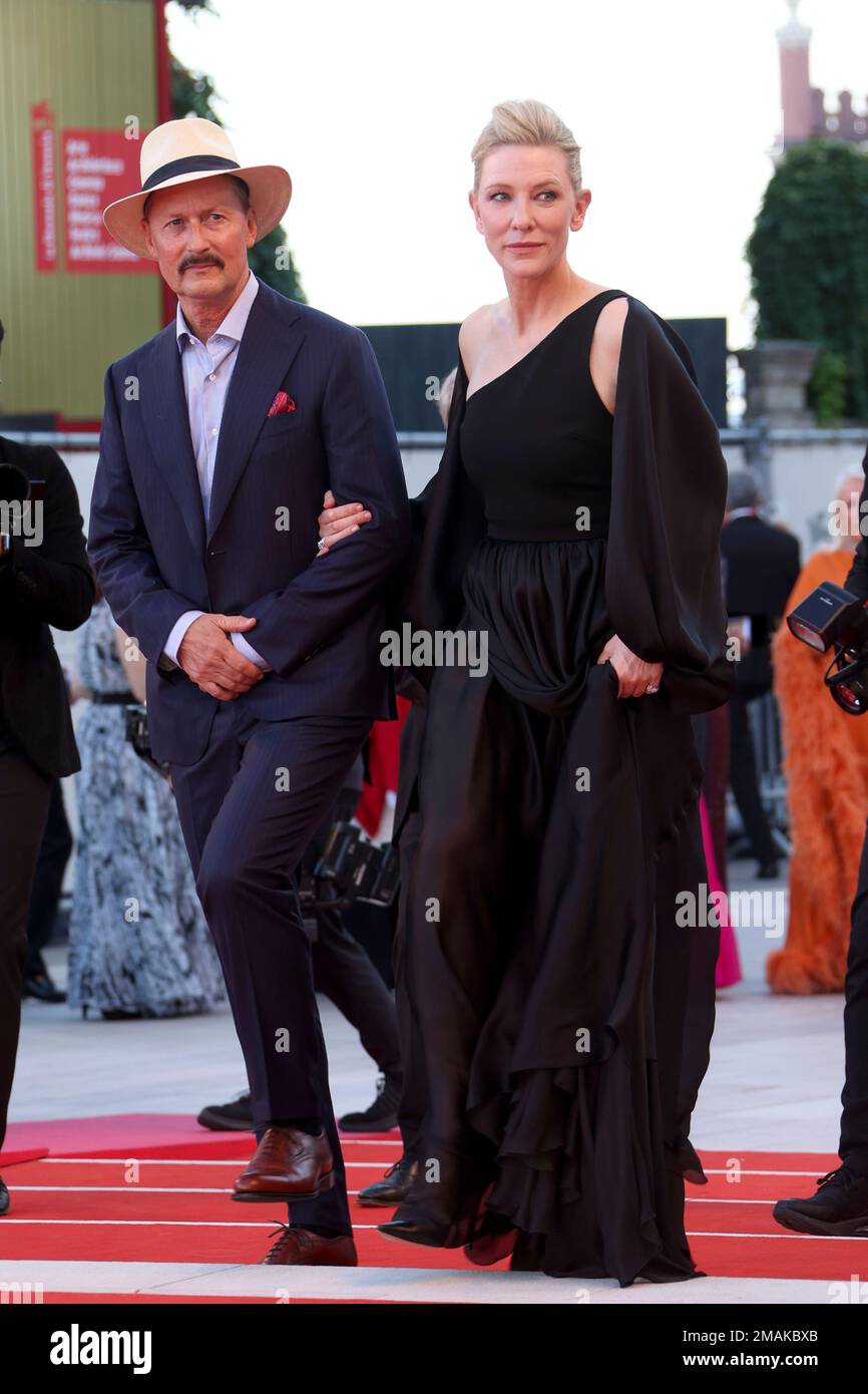 Todd Field, left, and Cate Blanchett pose for photographers upon arrival at the premiere of the ...