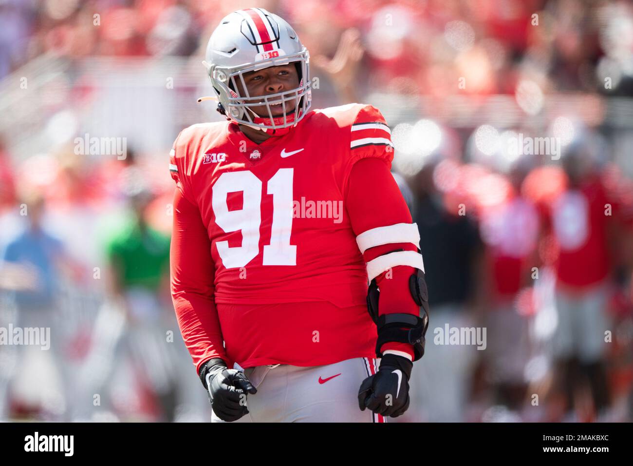 Ohio State Buckeyes defensive tackle Tyleik Williams (91) celebrates in ...