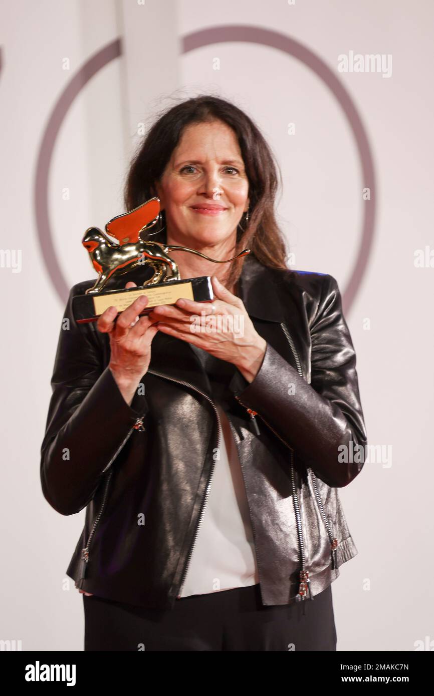 Director Laura Poitras poses with her Golden Lion Award For Best Film ...