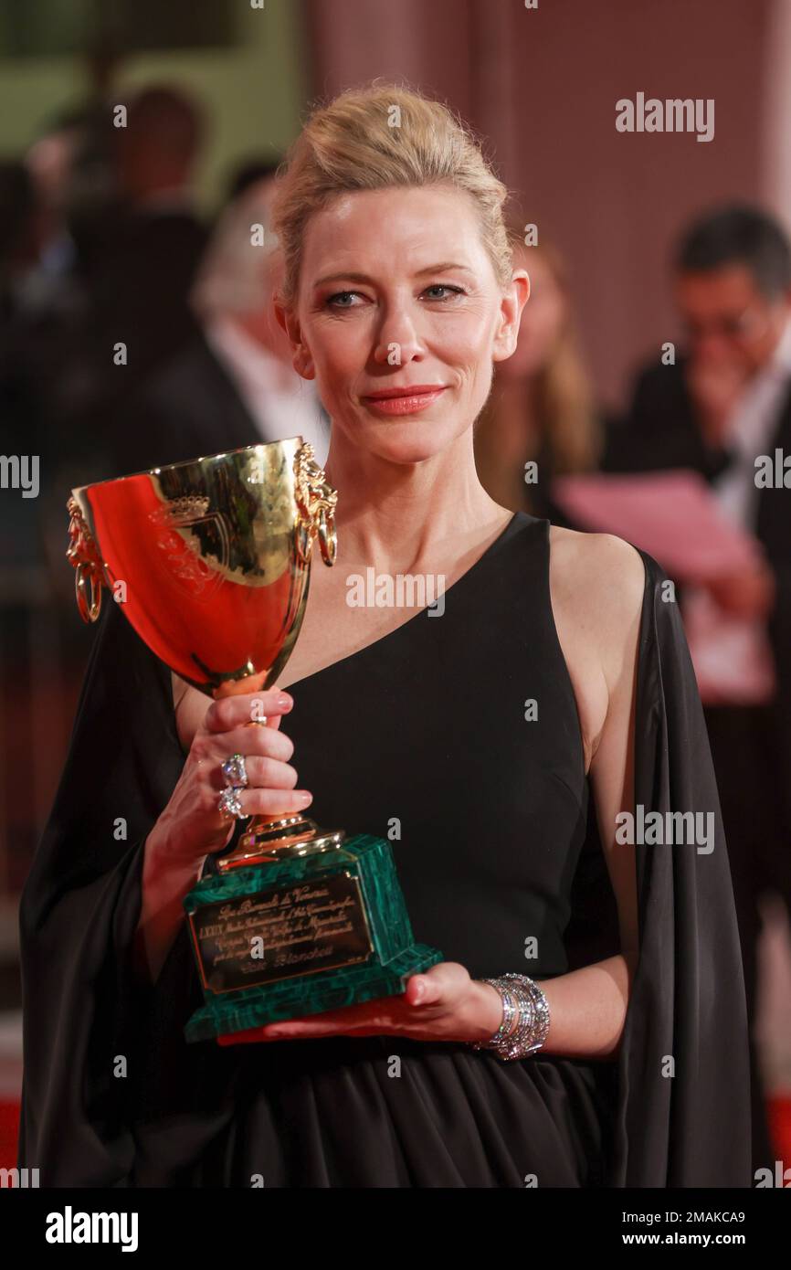 Cate Blanchet poses with her Coppa Volpi Award For Best Actress for her ...