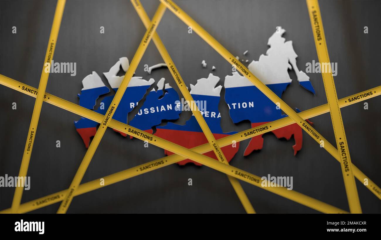 3D render concept of finance, oil and gas sanctions embargo against ...