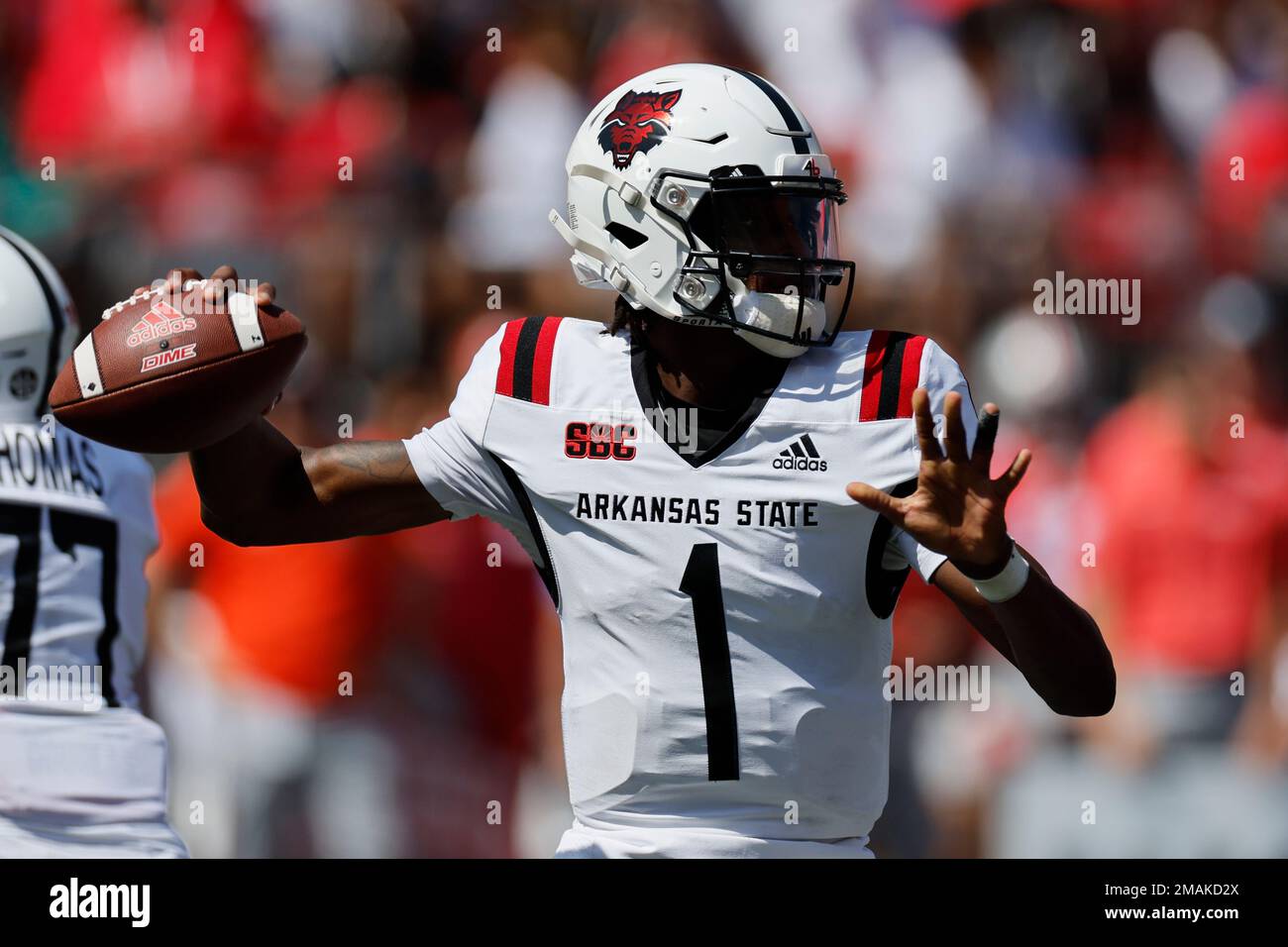 Arkansas State quarterback James Blackman throws a pass against Ohio ...