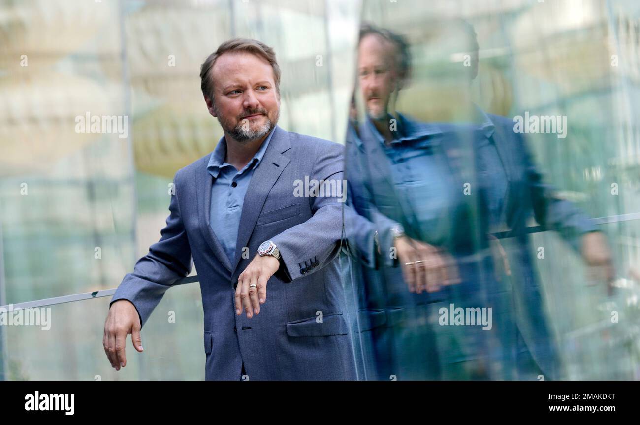 Rian Johnson, director of "Glass Onion: A Knives Out Mystery," poses ...