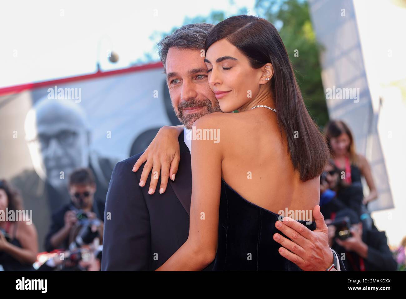 Raoul Bova, left, and Rocio Munoz Morales pose for photographers upon ...