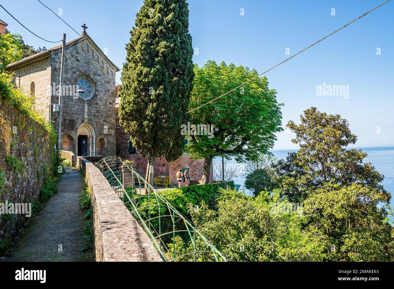 Ancient little church on the way to Punta Chiappa near the village of ...