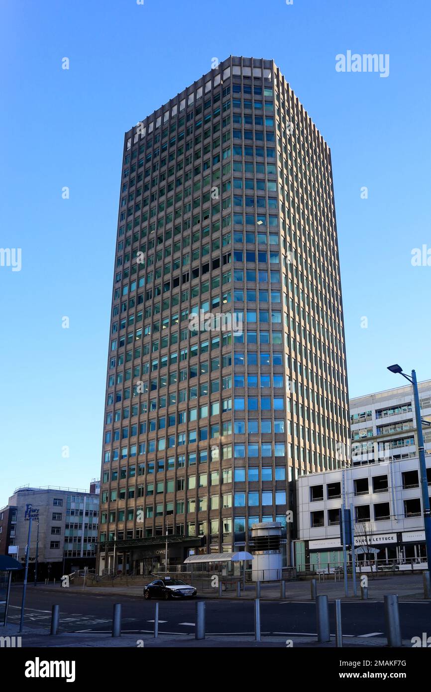 Capital Tower office block building with a taxi parked outside, Cardiff ...