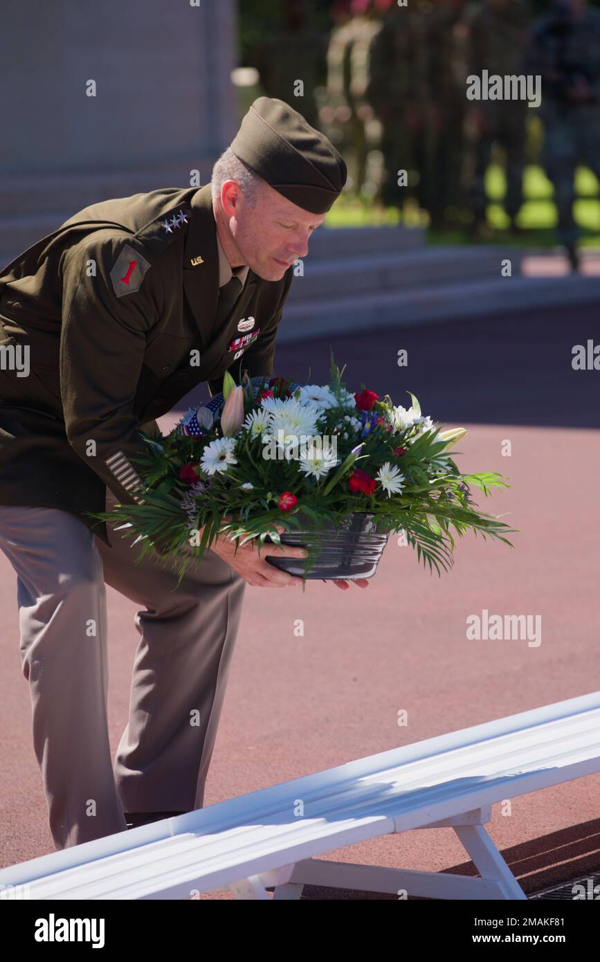 U.S. Army Lt. Gen. John Kolasheski, commanding general, V Corps, places ...