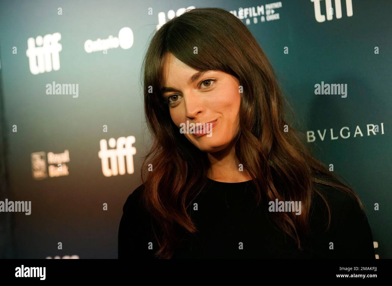 Emma Mackey poses at the premiere of the film "Emily" at the Royal ...