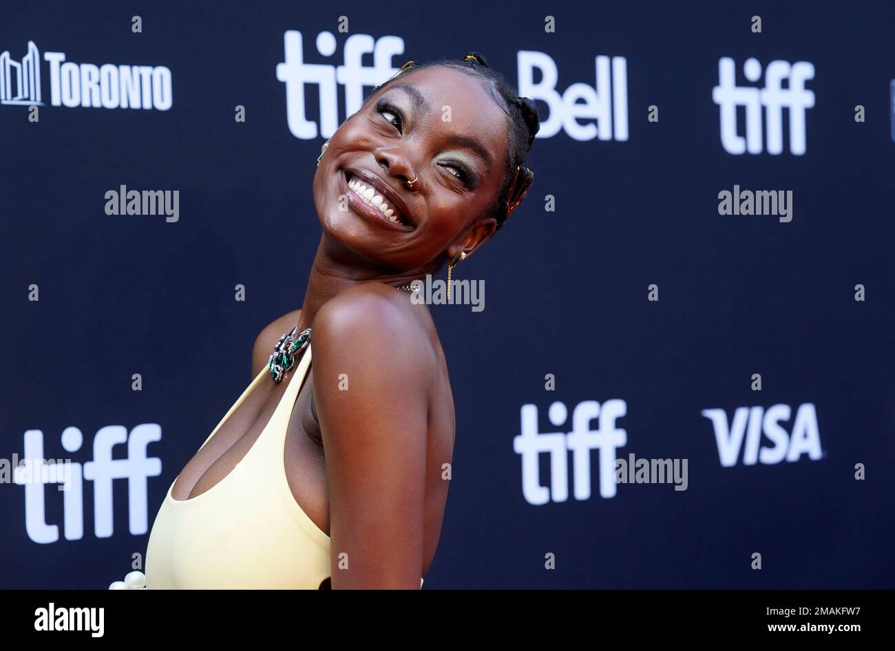 Wanda Banda poses at the premiere of the film "The Woman King" at Roy ...