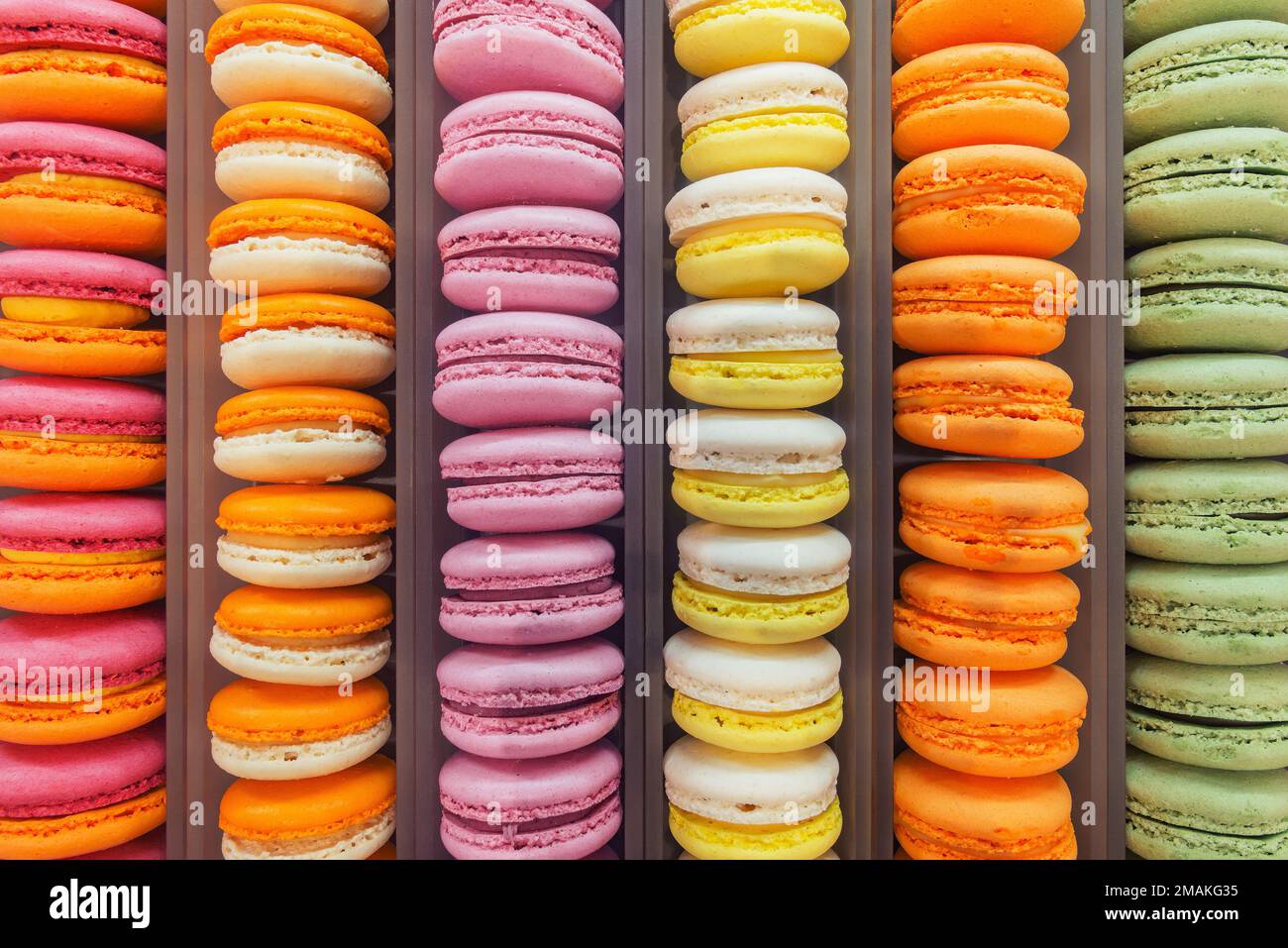 Colorful sweet cookies on the cafe showcase Stock Photo - Alamy