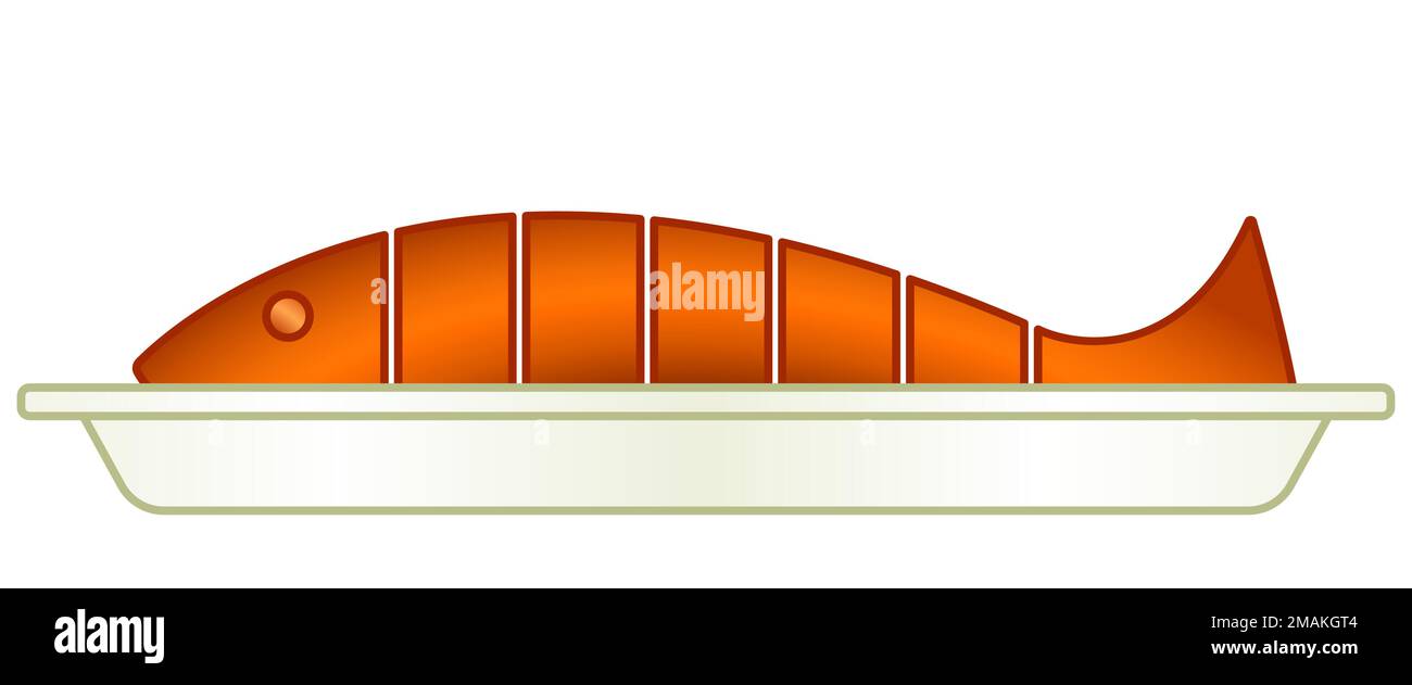 Illustration of grilled fish on a plate Stock Vector Image & Art - Alamy