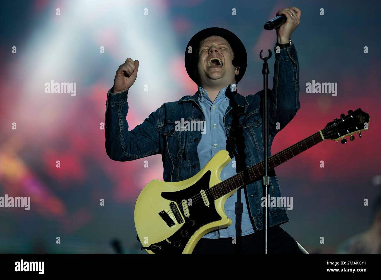 Lead singer Patrick Stump for American band Fall Out Boy performs ...
