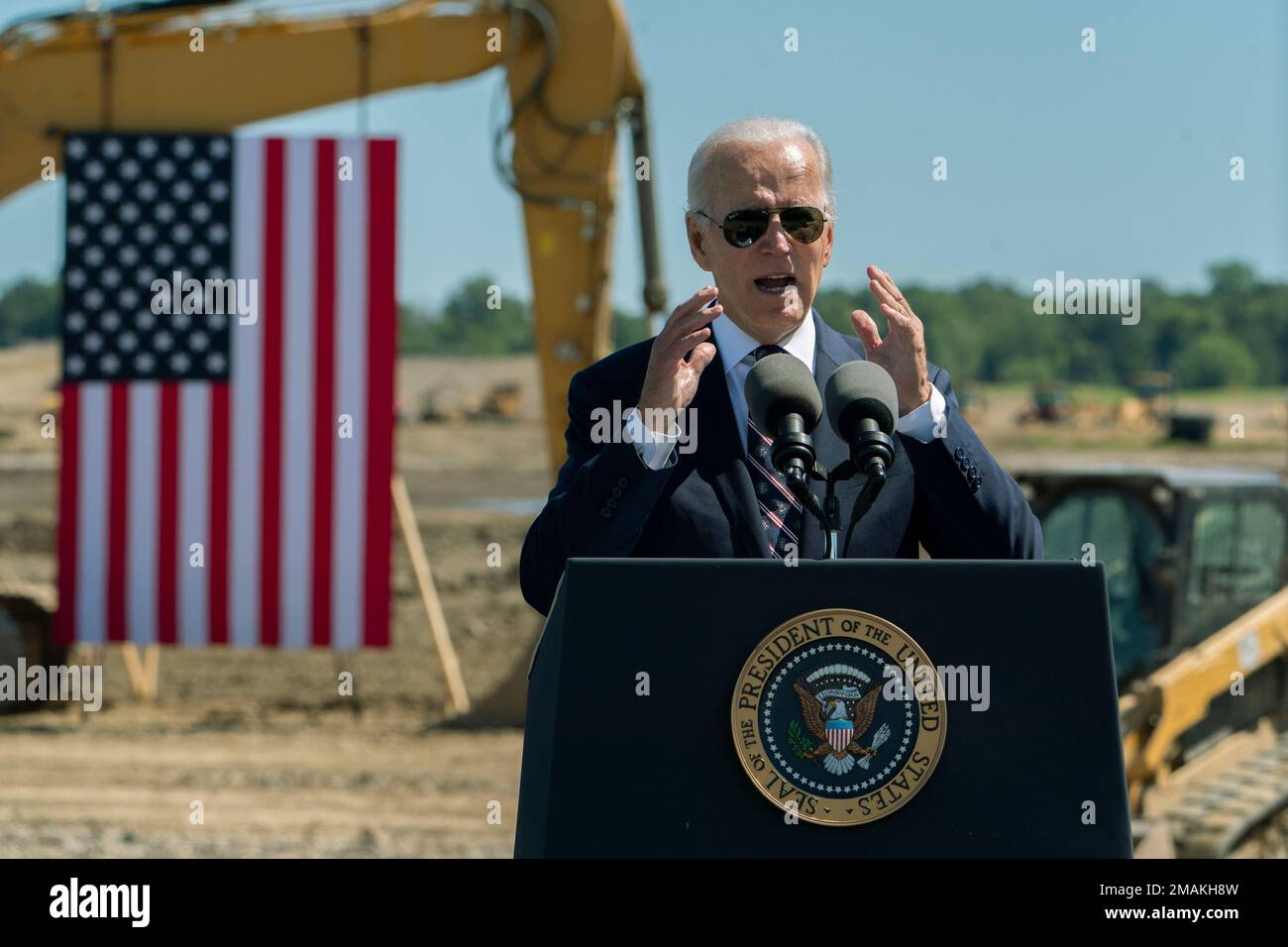 President Joe Biden speaks during a groundbreaking for a new Intel ...