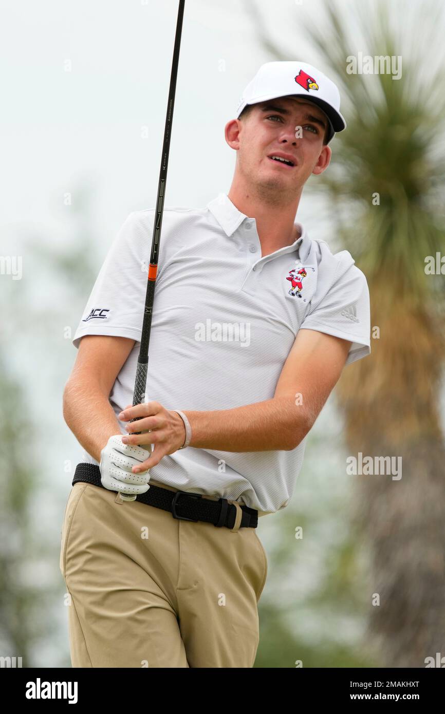 Louisville golfer Pierce Grieve tees off on the first hole during an ...