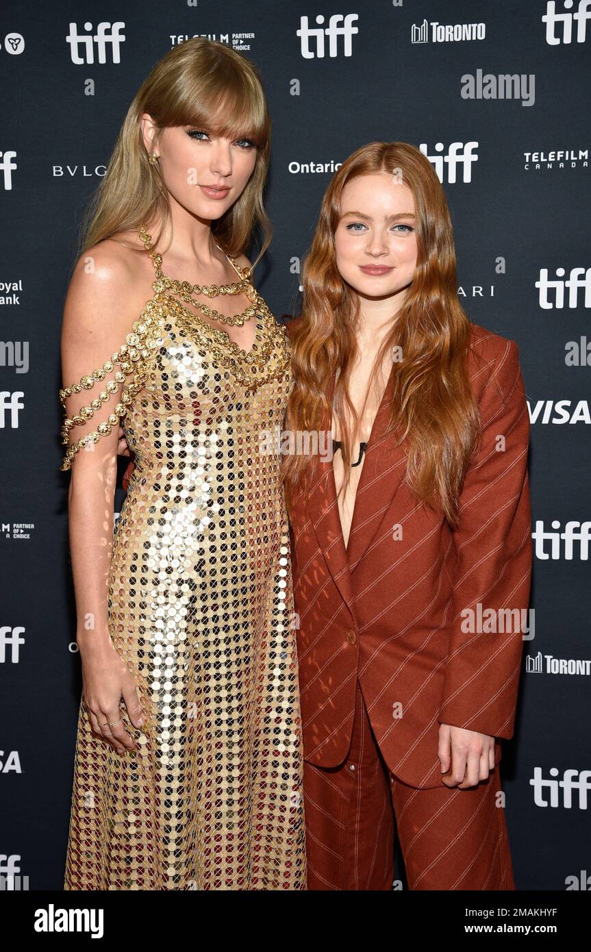 Taylor Swift, left, and Sadie Sink attend an in conversation with ...