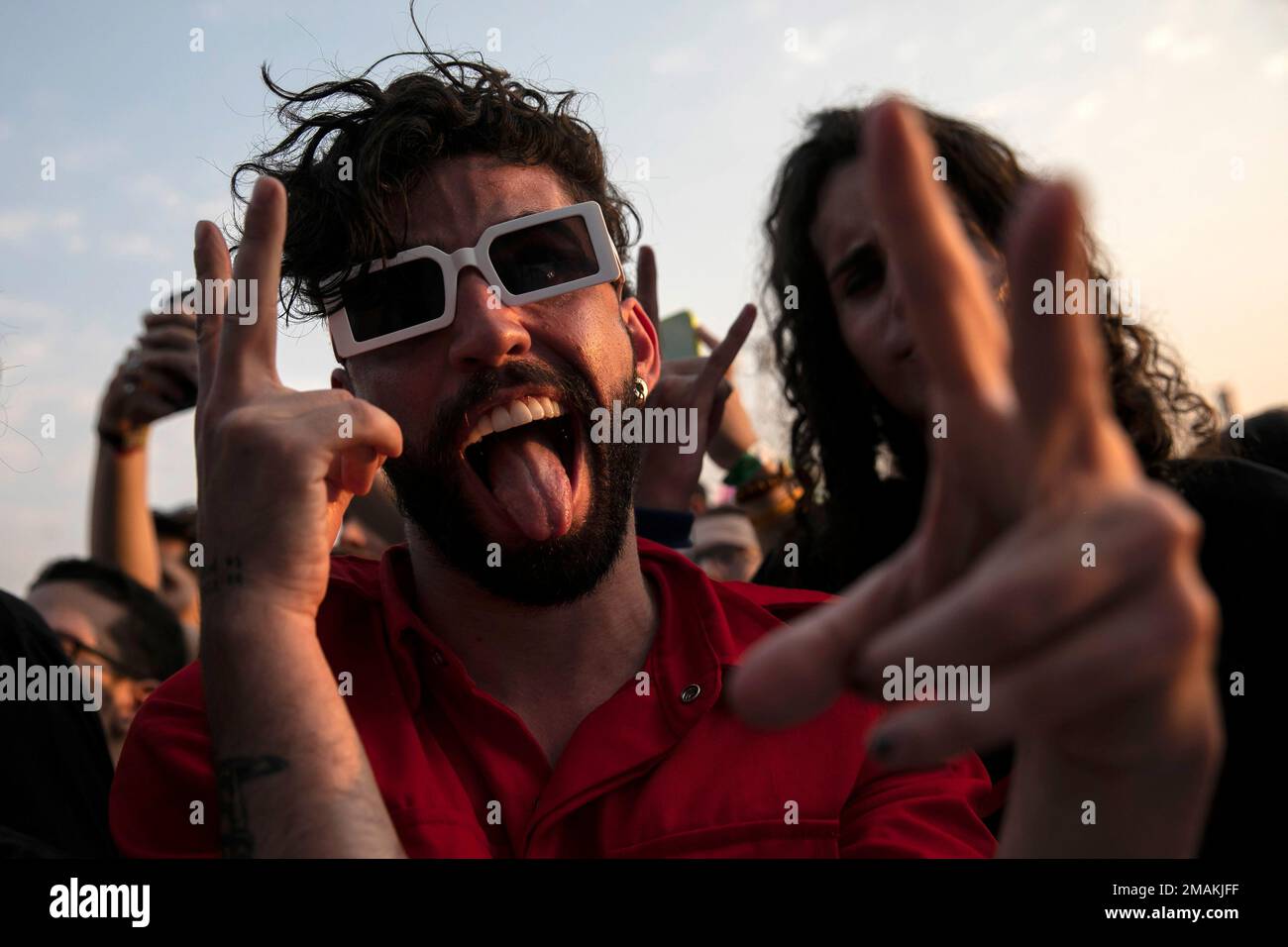Music fans cheer during the performance of the Brazilian singer Jao at ...